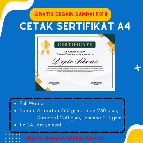 Jual CETAK SERTIFIKAT | PIAGAM PENGHARGAAN | MURAH BERKUALITAS | GRATIS ...