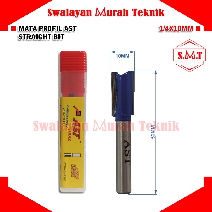 Jual AST Mata Profil Router Trimer Kayu 1/4X10MM Straight Bit Lurus 10 ...