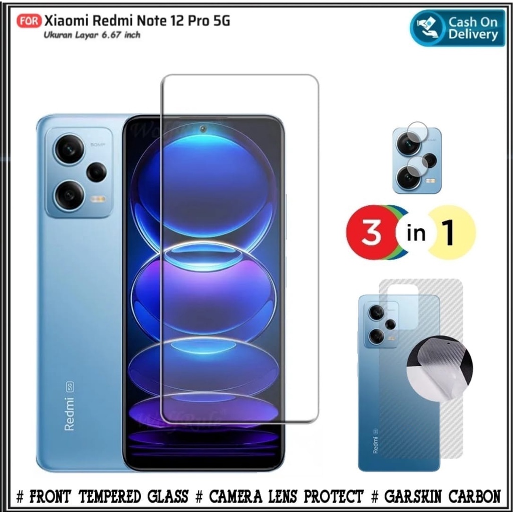 Jual Paket 3IN1 Tempered Glass Clear Xiaomi Redmi Note 12 PRO 5G Free ...