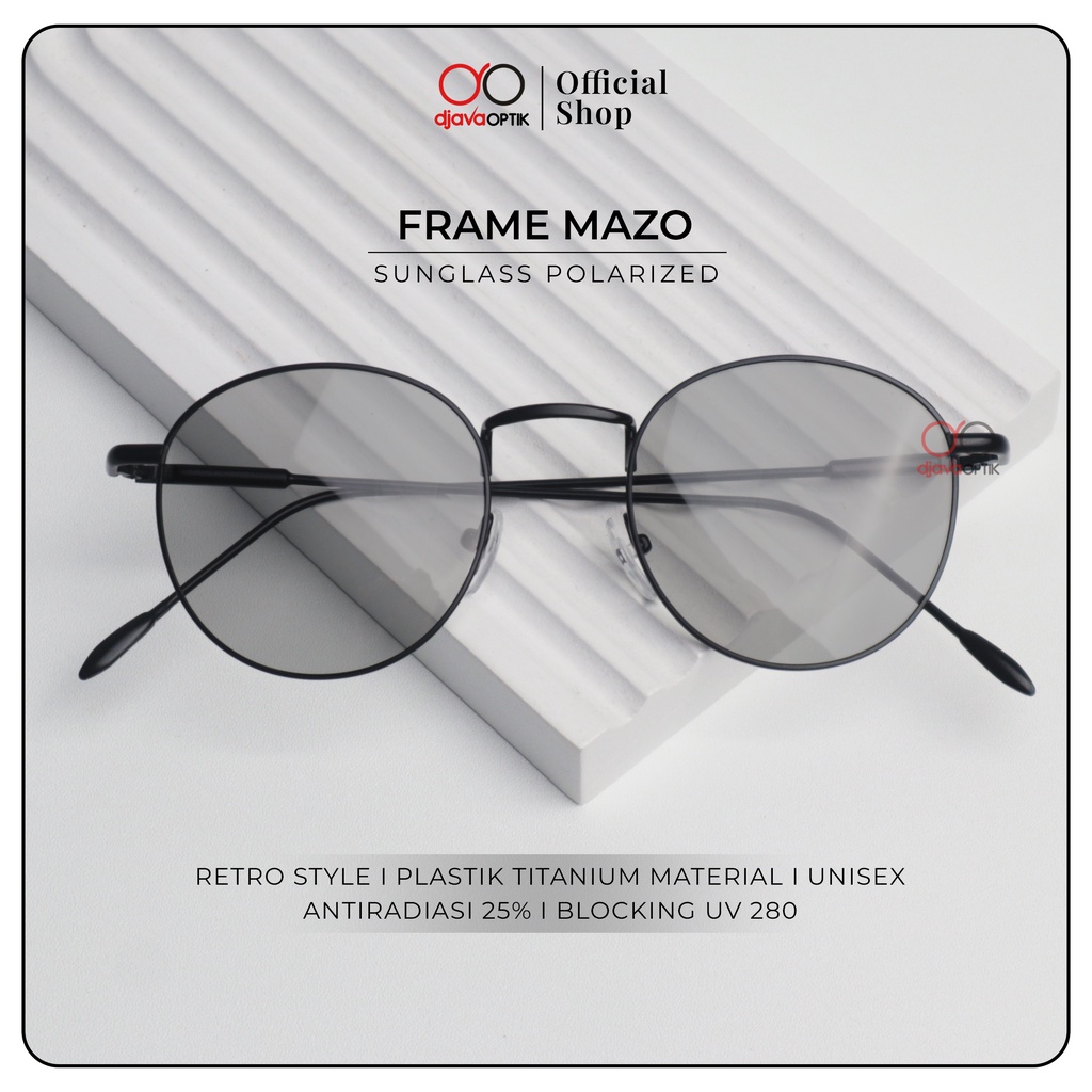 Jual DJAVA OPTIK - Frame Mazo - Kacamata Bulat Photocromic Pabrik Khusus Mata Normal No Minus ...