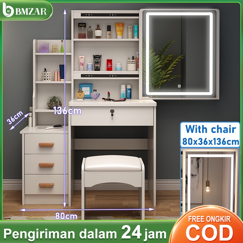 Jual Meja Rias Lampu LED Meja Rias Dengan Kursi Meja Rias Kaca Sliding Minimalis | Shopee Indonesia