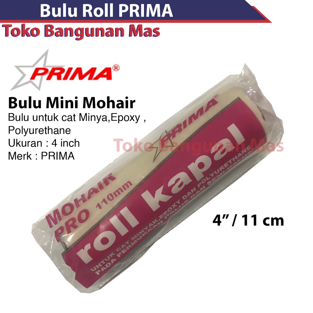 Jual Refill Bulu Roll Mini PRIMA Mohair 110 mm 4" /BULU KUAS ROLL Kapal ...