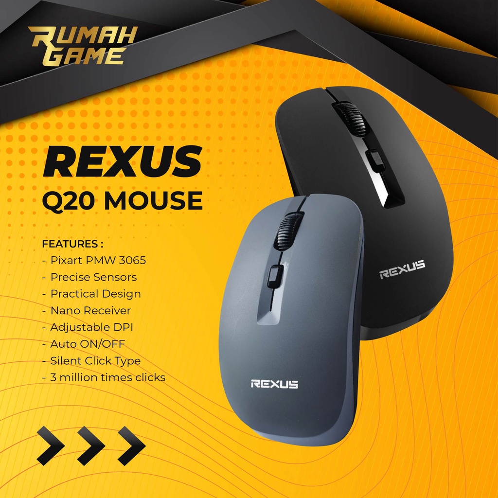 Jual Mouse Wireless Rexus Office Q20 Silent Mouse - Hitam dan Abu-abu ...