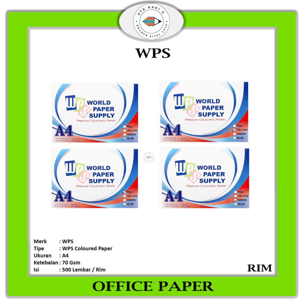 Jual WPS - Kertas HVS A4 Warna 70gr - Rim | Shopee Indonesia