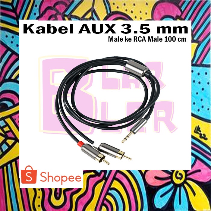 Jual FONKEN Kabel AUX 3.5mm Male ke RCA Male 115cm - R1 - Black | Shopee Indonesia