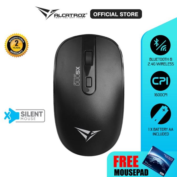 Jual Alcatroz Airmouse Duo 5X Silent Click Wireless Mouse | Shopee ...