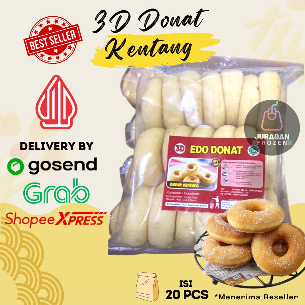 Jual DONAT KENTANG FROZEN DONUT 3D EDO PREMIUM GORENG ISI 20 | Shopee ...
