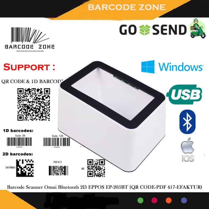 Jual 2D OMNI BARCODE SCANNER EPPOS EP-205B (QR CODE-EFAKTUR) USB+BLUETOOTH | Shopee Indonesia