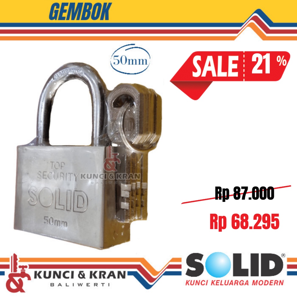 Jual Gembok Solid Solid PLK SLD 809 50 SN Gembok Pagar Rumah Padlock ...