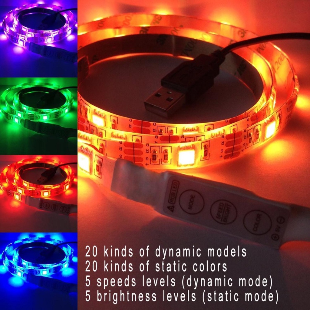 Jual Lampu LED Strip RGB Flexible SMD 5050 100 cm with Controller USB ...