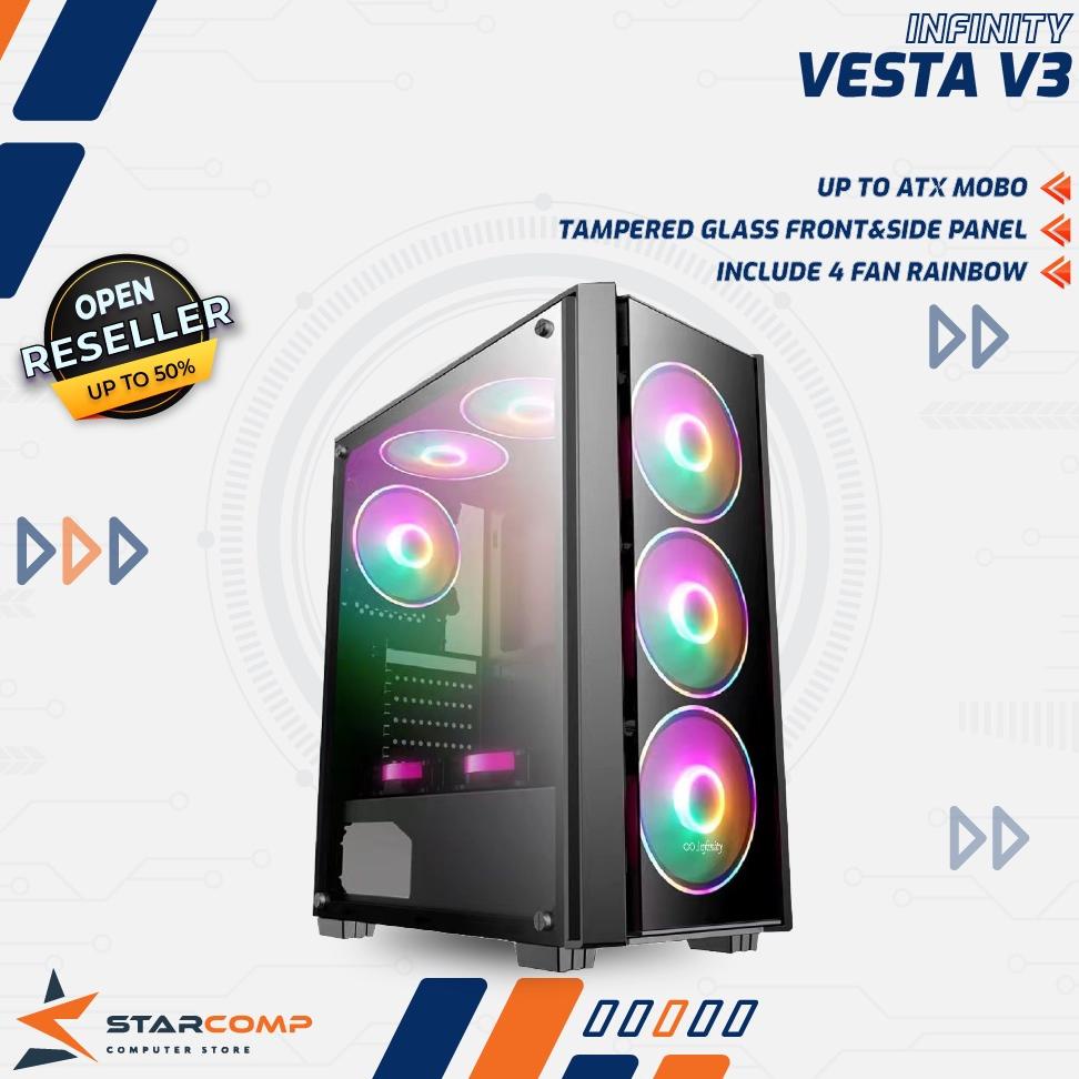 Jual INFINITY VESTA V3 mATX ATX TEMPERED GLASS INCLUDE 4 FAN GAMING ...