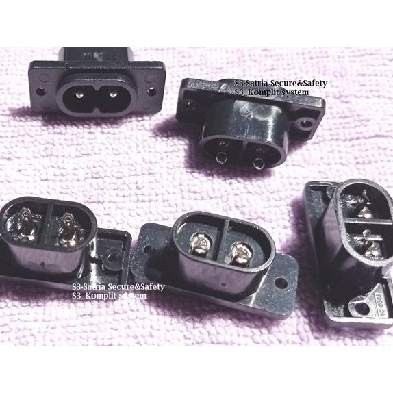Jual Soket konektor kabel Power2 lubang / inlet connector Socket AC 2 pin Angka 8 | Shopee Indonesia