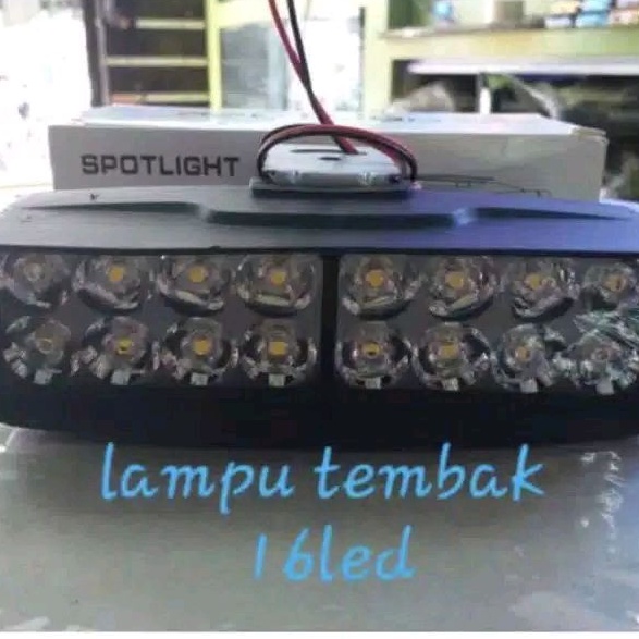 Jual Lampu tembak Led 16 mata 12 volt 12 watt putih plus breket ...