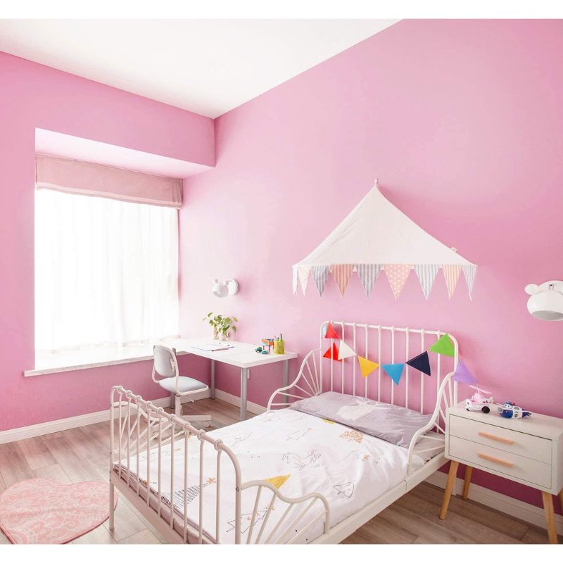 Jual Wallpaper Dinding Kamar Tidur Anak Pastel Pink Polos Wallpaper ...