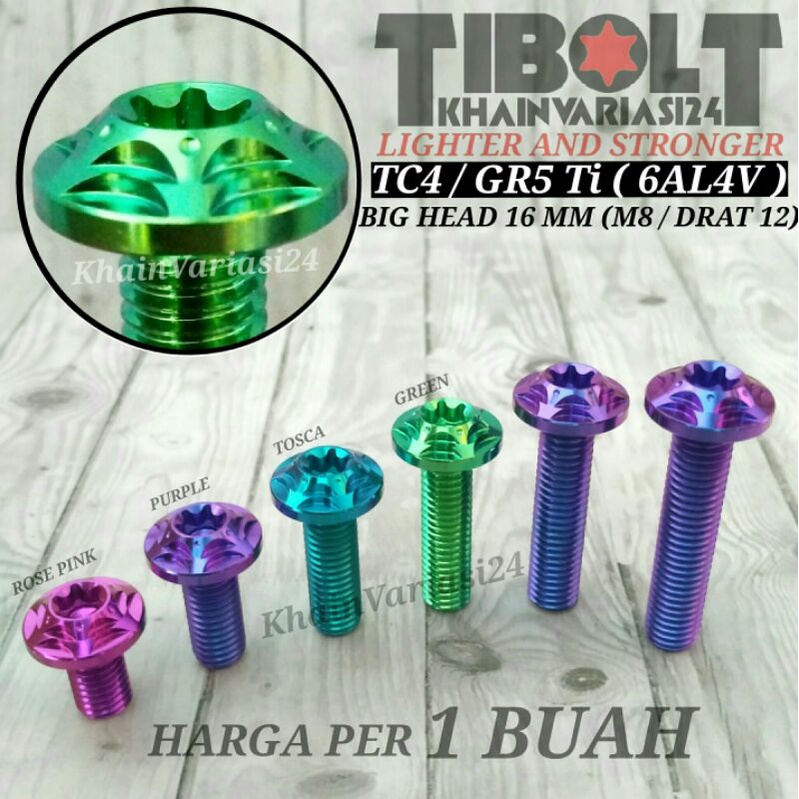 Jual Baut titanium gr5 Big Head D Star M8 x 10 15 20 25 30 35 40 | Shopee Indonesia