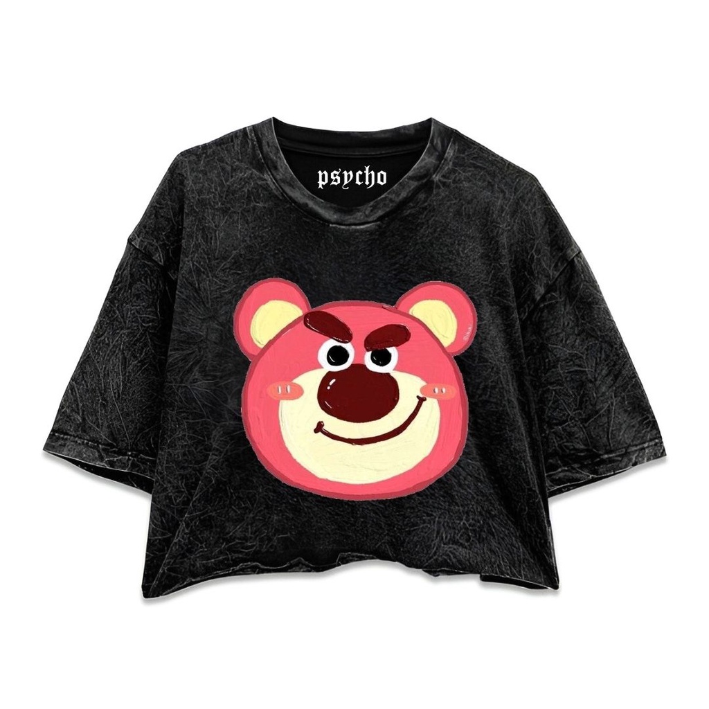 Jual Psycho Crucify "Lotso" Oversized Crop Top | Crop Tee | Washed ...