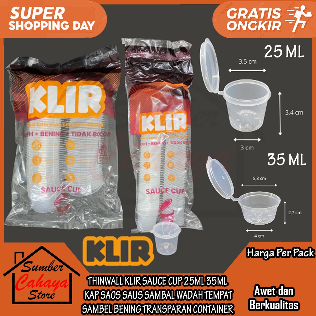 Jual THINWALL KLIR SAUCE CUP 25ML 35ML KAP SAOS SAUS SAMBAL WADAH ...
