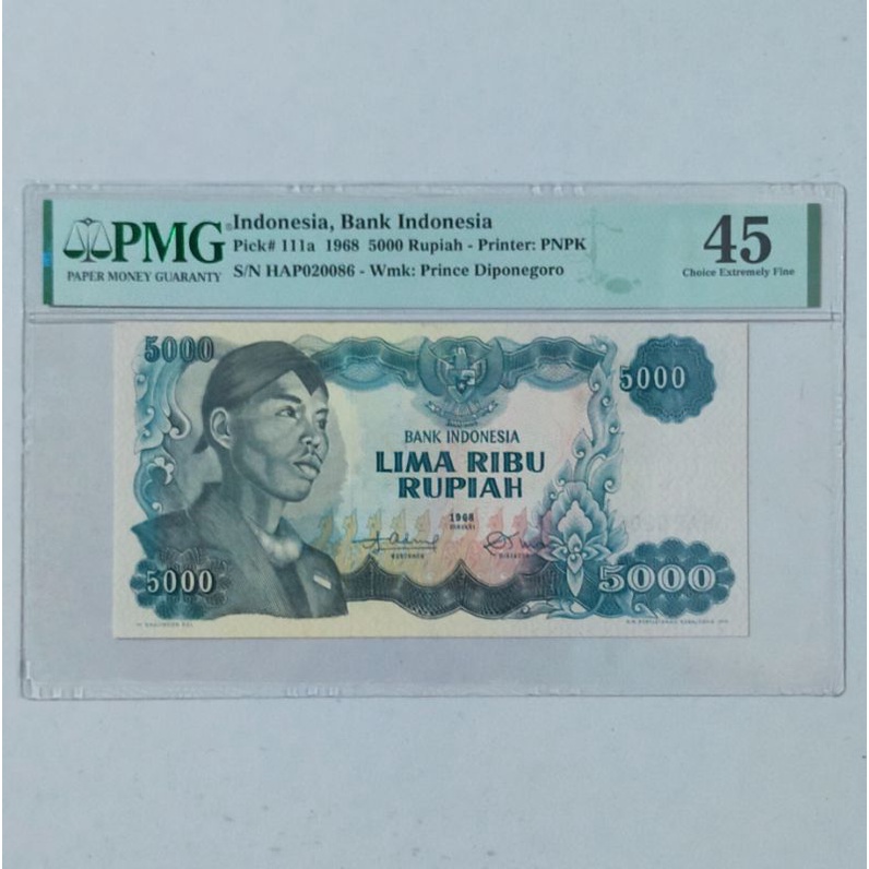 Jual Uang Kuno 5000 Rupiah Tahun 1968 Seri Sudirman PMG 45 Ready ...