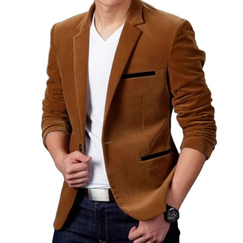 Jual Jas pria / Blazer pria coklat model slim fit casual | Shopee Indonesia