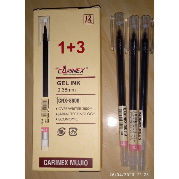 Jual Pen Gel / Pulpen gel CARINEX MUJIO 0.38mm (1pc) | Shopee Indonesia