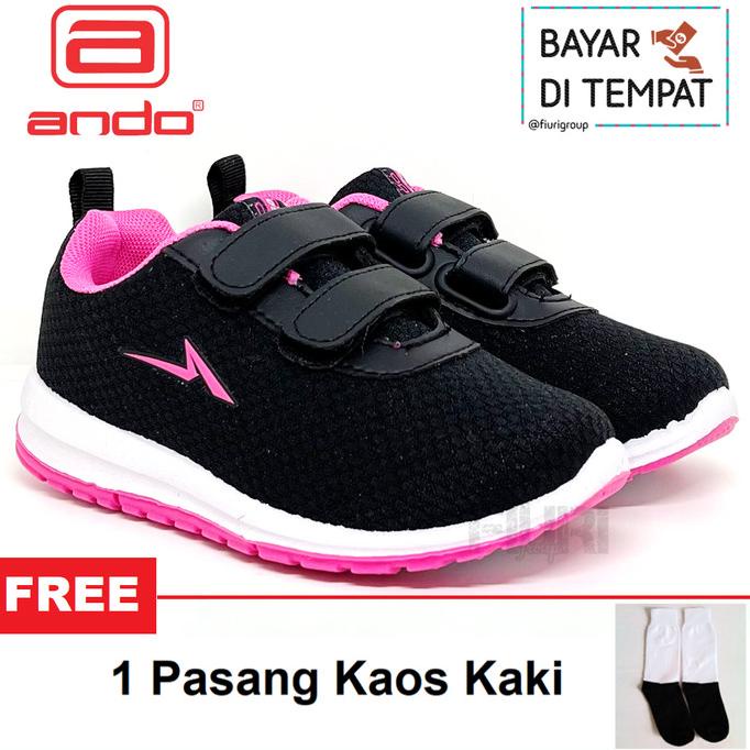 Jual ANDO NITTA VELCRO 29-36 HITAM PINK SEPATU SPORT ANAK KECIL ...