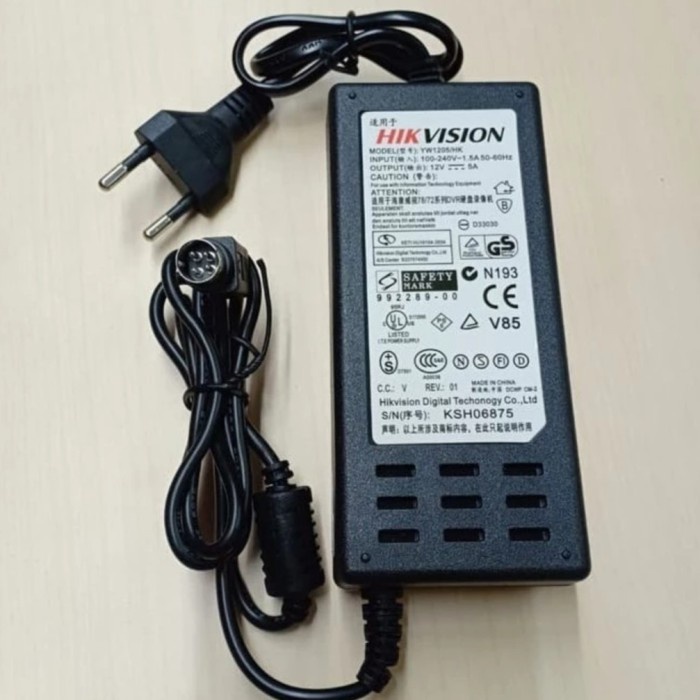 Jual PREMIUM ADAPTOR HIKVISION 12V 5A 4 PIN DVR ADAPTOR NVR CCTV ...