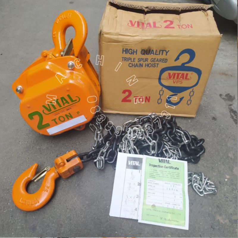 Jual chain block 2 ton × 3 meter takel hand chai. hoists vital VP5 ...