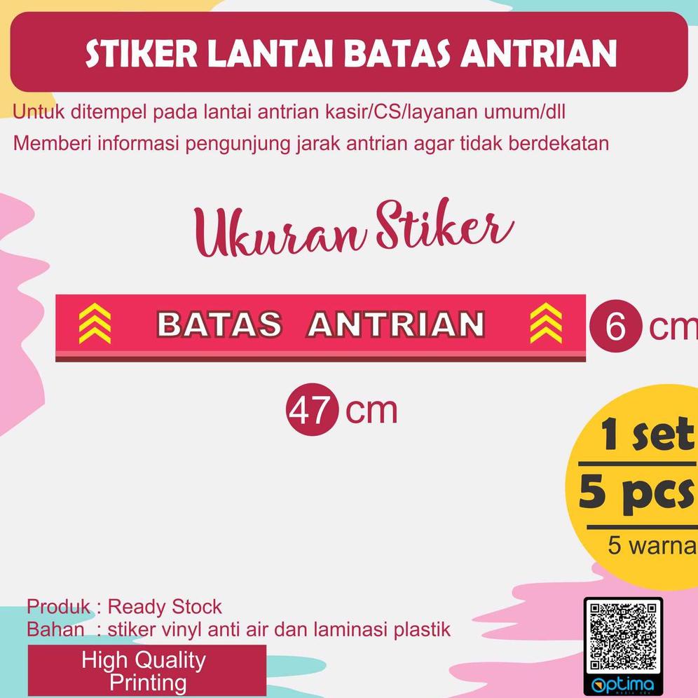 Jual Trending Stiker Lantai Batas Antrian 1 Set = 5 Pcs = 5 Warna ...