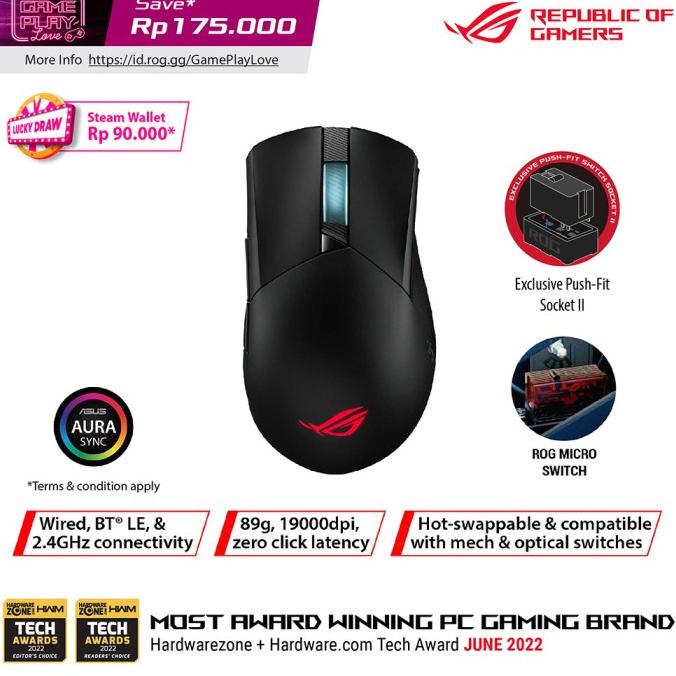 Jual ASUS ROG Gladius III Wireless Classic Asymmetrical Gaming Mouse ...