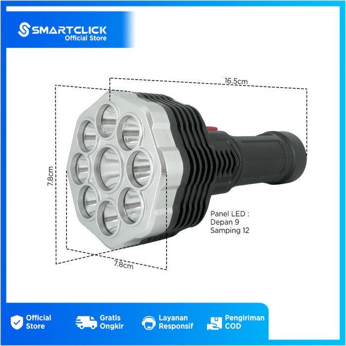 Jual Senter Lampu Flashlight LED COB 5 Mode Cahaya 9 LED Rechargeable | Shopee Indonesia