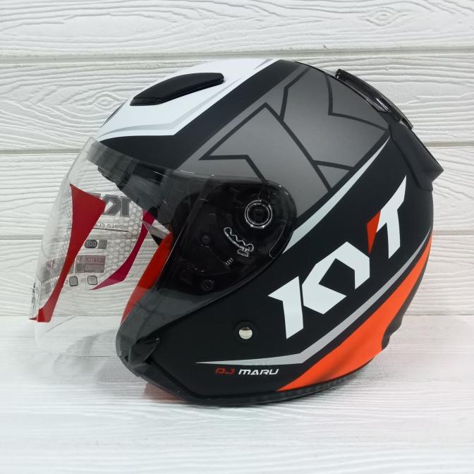 Jual Helm KYT DJmaru DJ Maru Motif Seri #17 Black Matt/Red Flou Half face | Shopee Indonesia