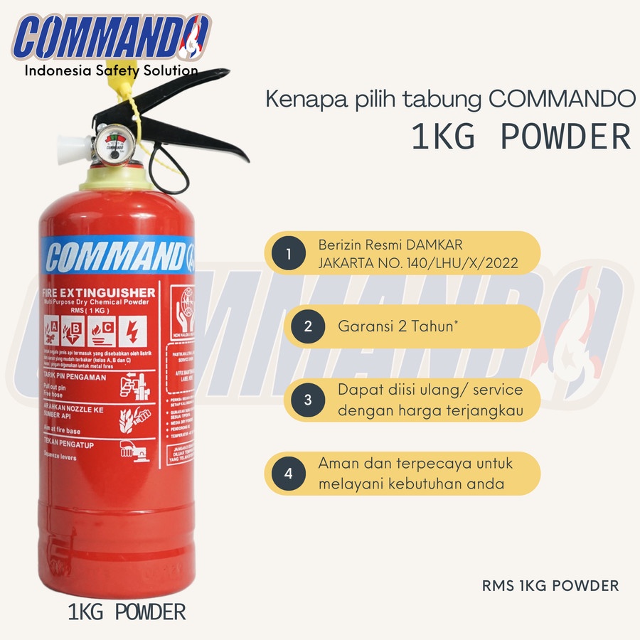 Jual Tabung APAR 1 KG Powder Commando / 1KG Pemadam Portable | Shopee ...