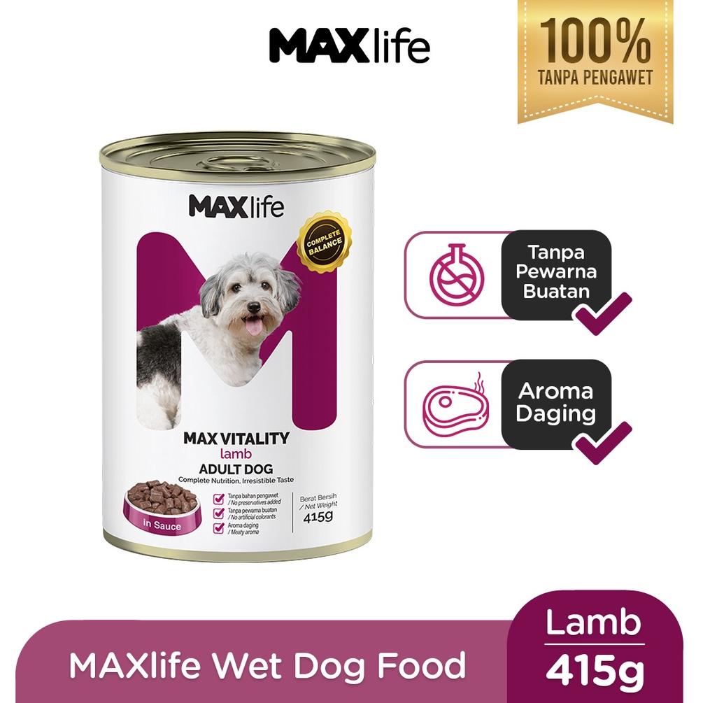 Jual [KODE 9VYBI] MAXlife Wet Dog Food Lamb Tin 415gr - Makanan Basah ...