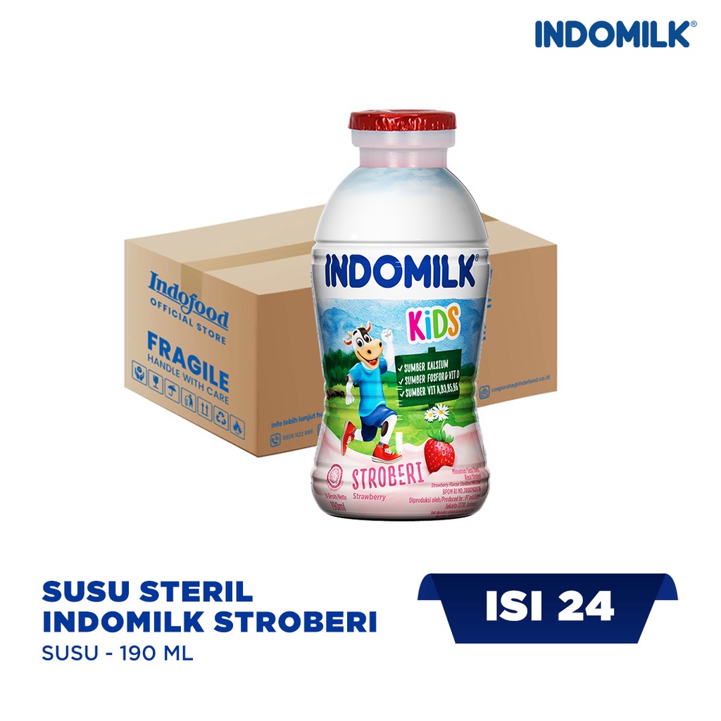 Jual CTN - Indomilk Stroberi Botol 190 mL | Shopee Indonesia
