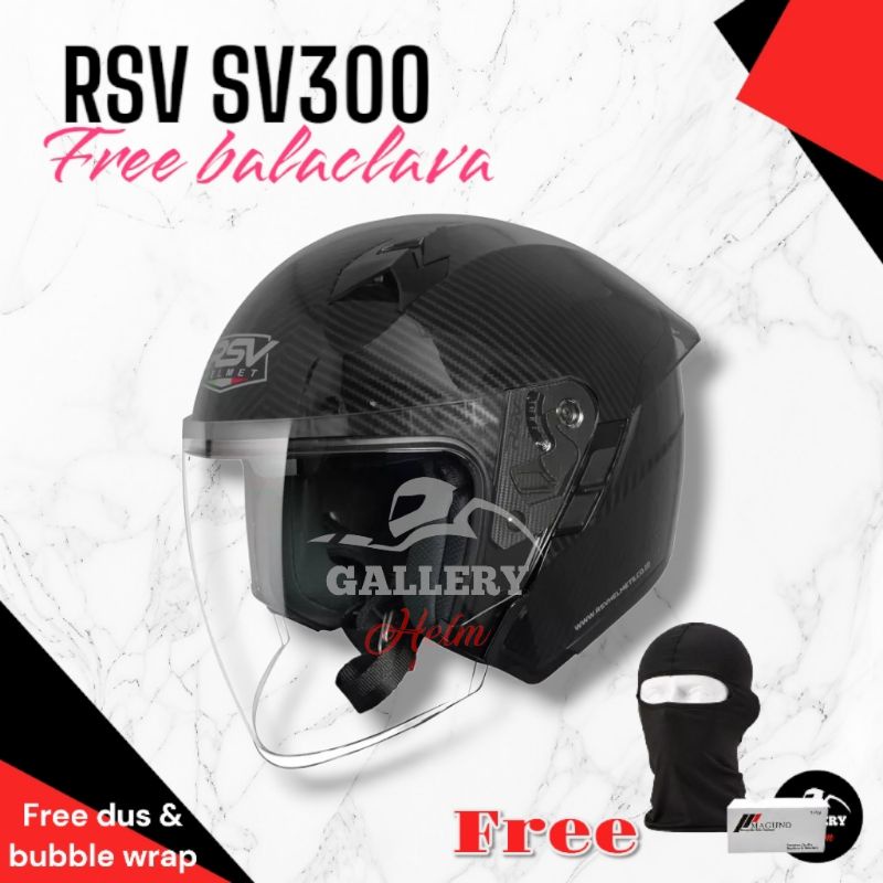 Jual HELM RSV SV300 CARBON GLOSSY DOUBLE VISOR | HELM HALF FACE | RSV ...
