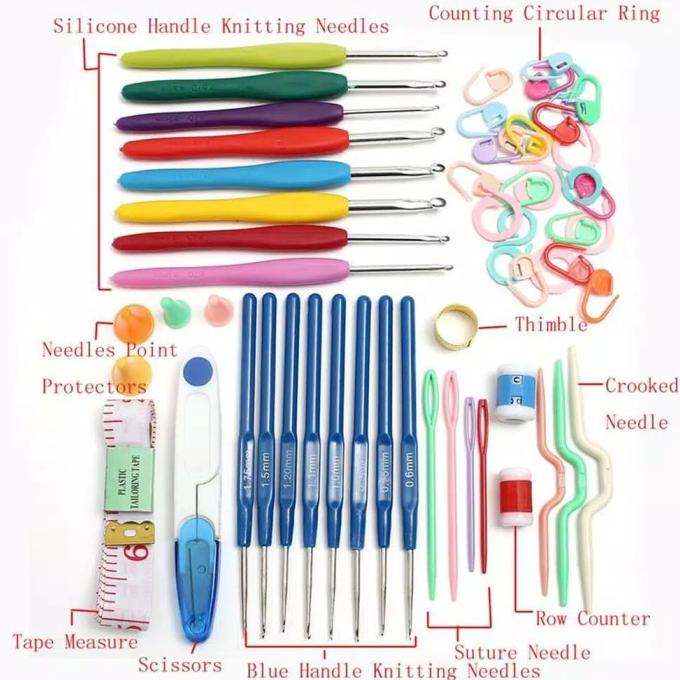 Jual Set Alat Rajut Lengkap Knitting Set Crochet Set 57 pcs + box ...