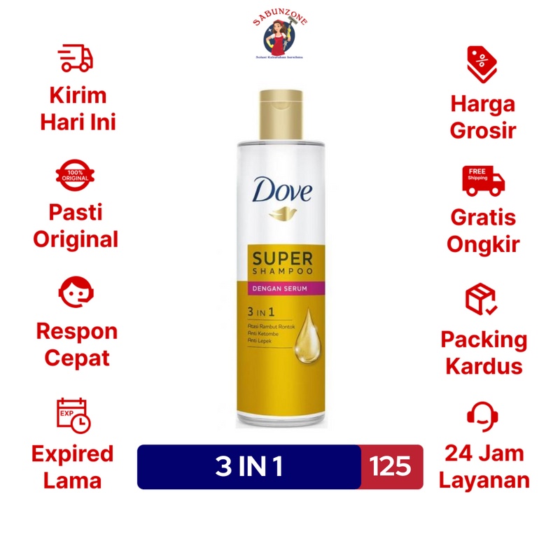Jual Shampoo Dove 3 in 1 Super Hair Serum 125 ml | Shopee Indonesia