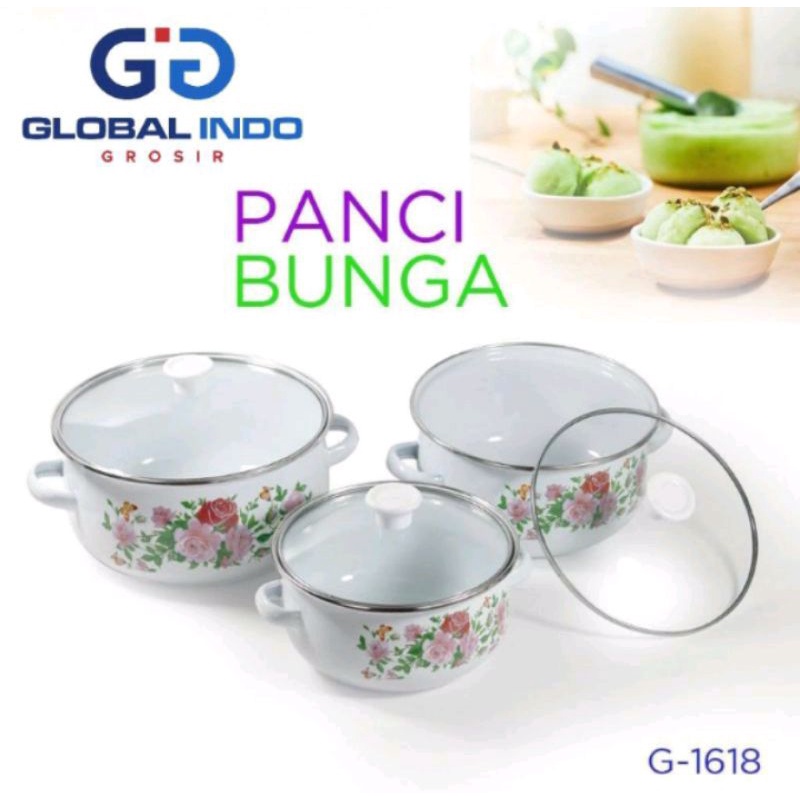 Jual PANCI BUNGA ENAMEL uk 16-18-20 cm/PANCI KUAH MOTIP BUNGA TUTUP ...
