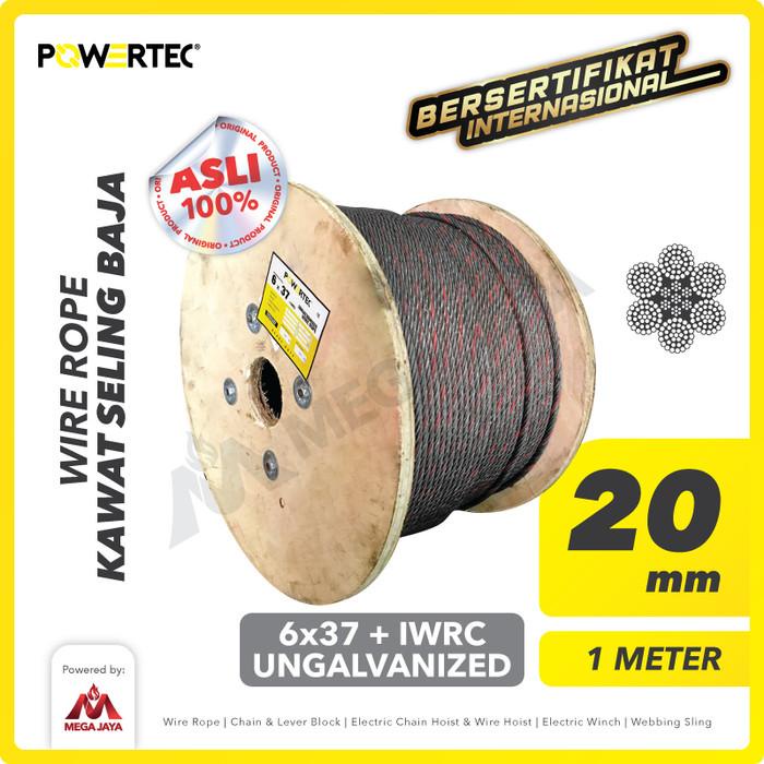 Jual Terlaris Wire Rope / Kawat Seling Baja 6X37 Iwrc 20Mm Ungalv Powertec - 1 Meter | Shopee ...