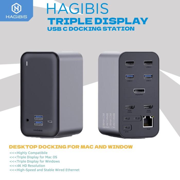 Jual Docking Hagibis Usb C Docking Station Triple Display For Macbook ...