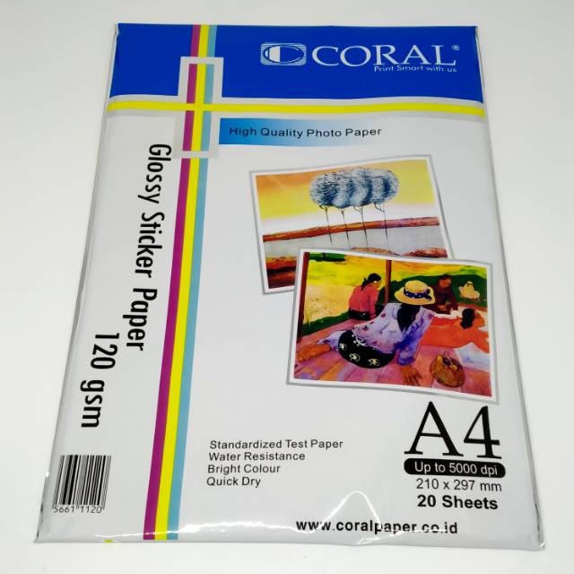 Jual Kertas Sticker Coral Glossy 120 GSM A4 | Shopee Indonesia