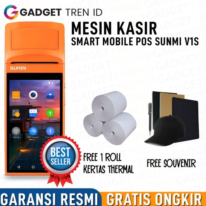 Jual Mesin Kasir Android Portable Sunmi V1S 1/Gb Pos Thermal Printer Scan | Shopee Indonesia