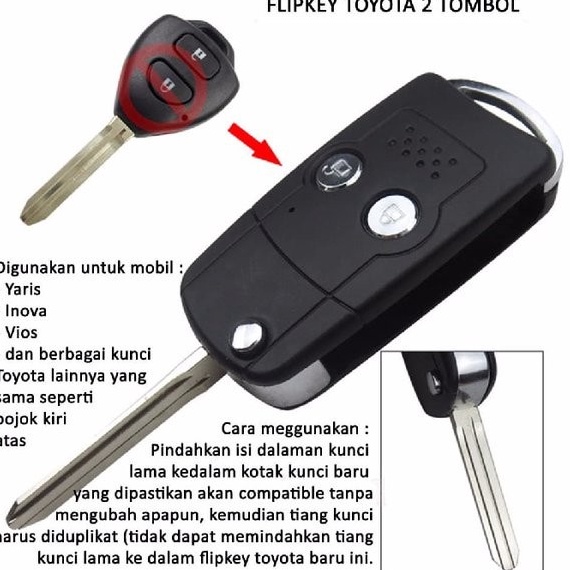 Jual [Miliki Juga] Flipkey Toyota Innova 2 Tombol Yaris Fortuner Casing ...