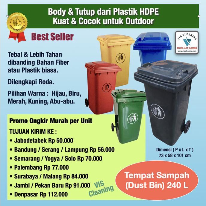 Jual Tempat Sampah Plastik KLEEN 240 L ( Plastic Dust Bin ) | Shopee Indonesia