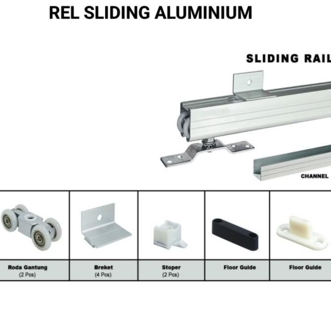 Jual Rel Pintu Geser Gantung/Rail Sliding Door Aluminium Komplit 2.1Meter | Shopee Indonesia