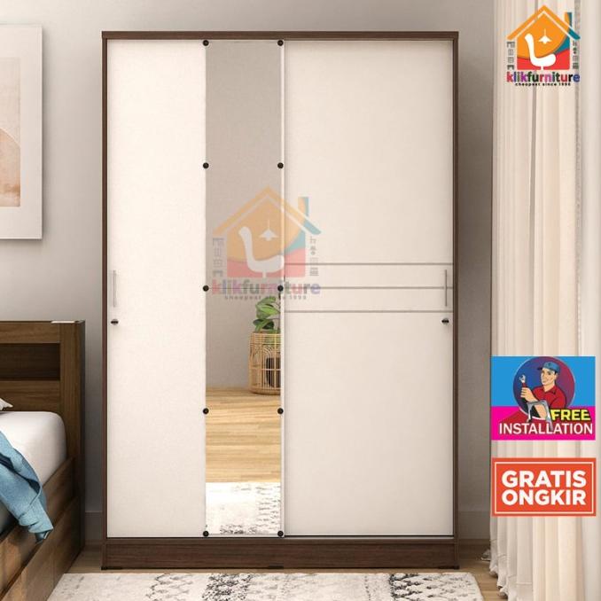 Jual Lemari Putih Cermin Sliding 2 Pintu Sld 120 Ab-Lt | Shopee Indonesia