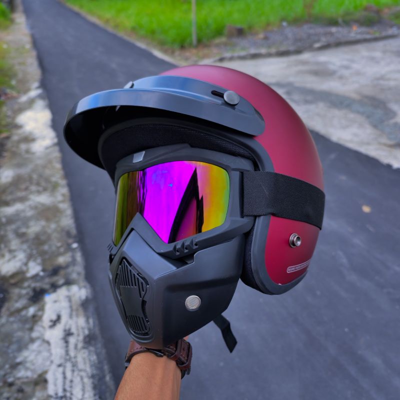 Jual HELM BOGO KAIROS GOGLE MASK+TOPI PAKET GANTENG | Shopee Indonesia