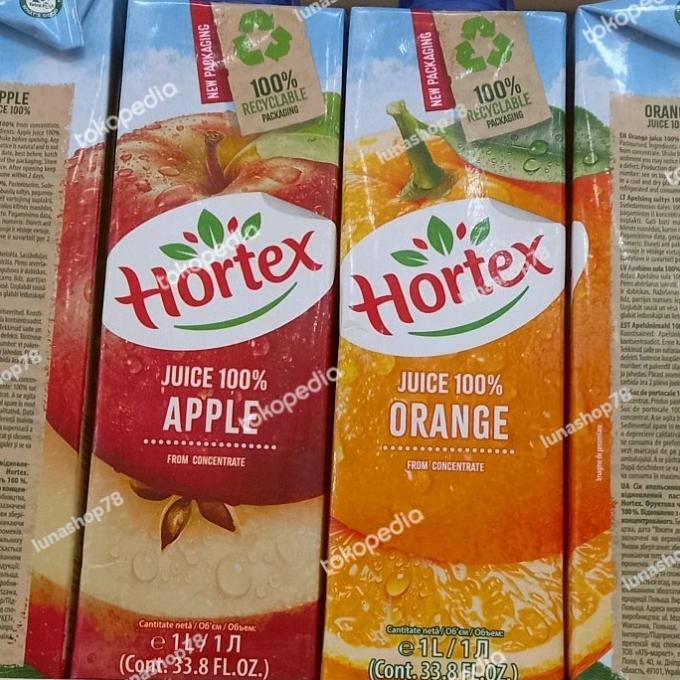 Jual :>:>:>:>] Jus Hortex 100% apple / orange juice drink 1L | Shopee ...
