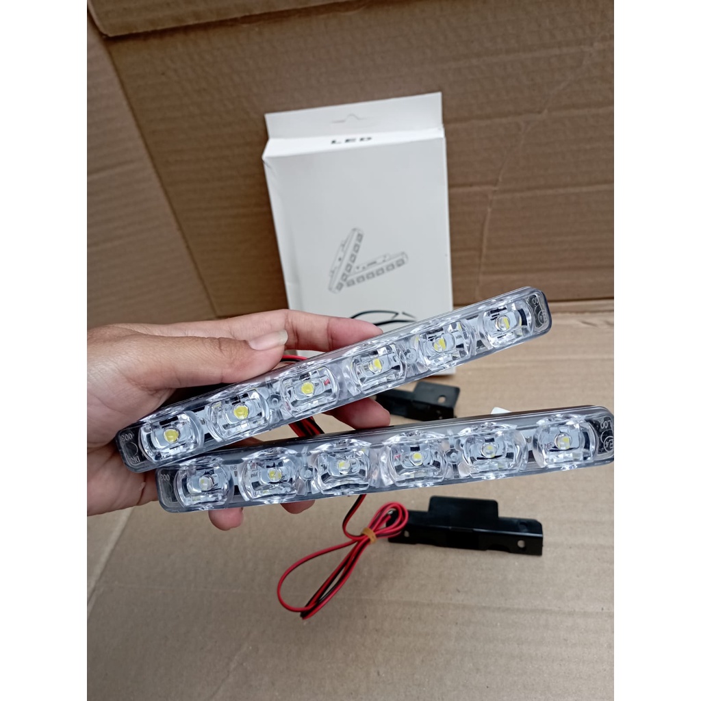 Jual Lampu LED DRL Mobil UNIVERSAL 6 LED 6 Mata 6 Titik Putih / LED DRL ...