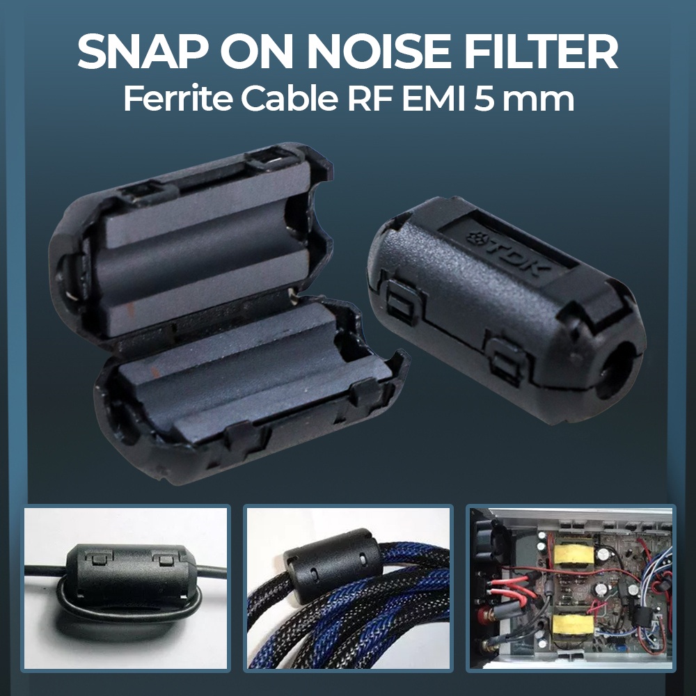 Jual Snap On Noise Filter Ferrite Cable RF EMI 5 mm 3605 | Ready Warna ...